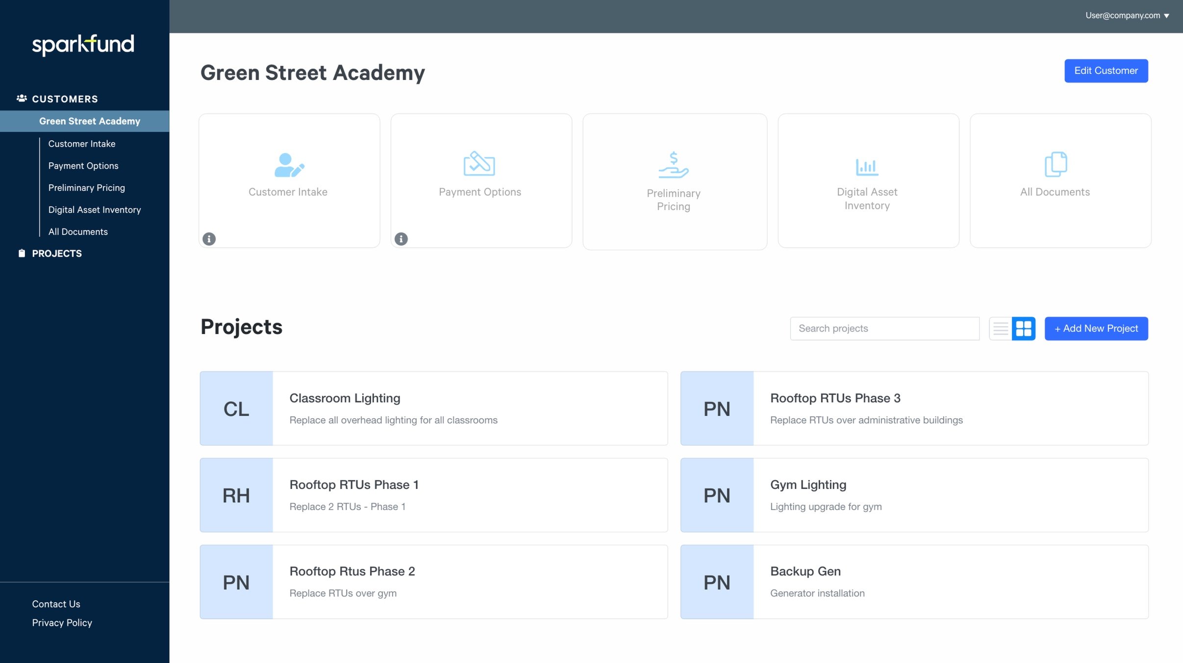 Sparkfund Customer Portal — John Lee
