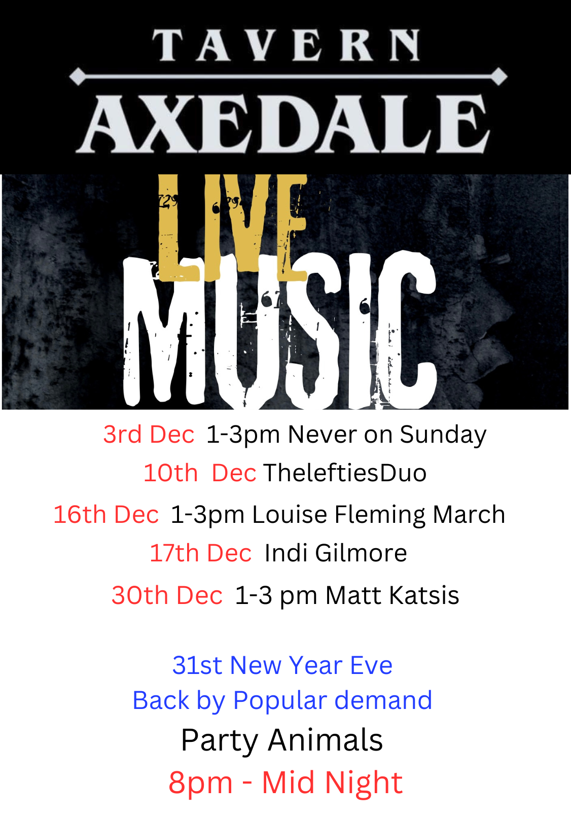 What’s On — Axedale Tavern