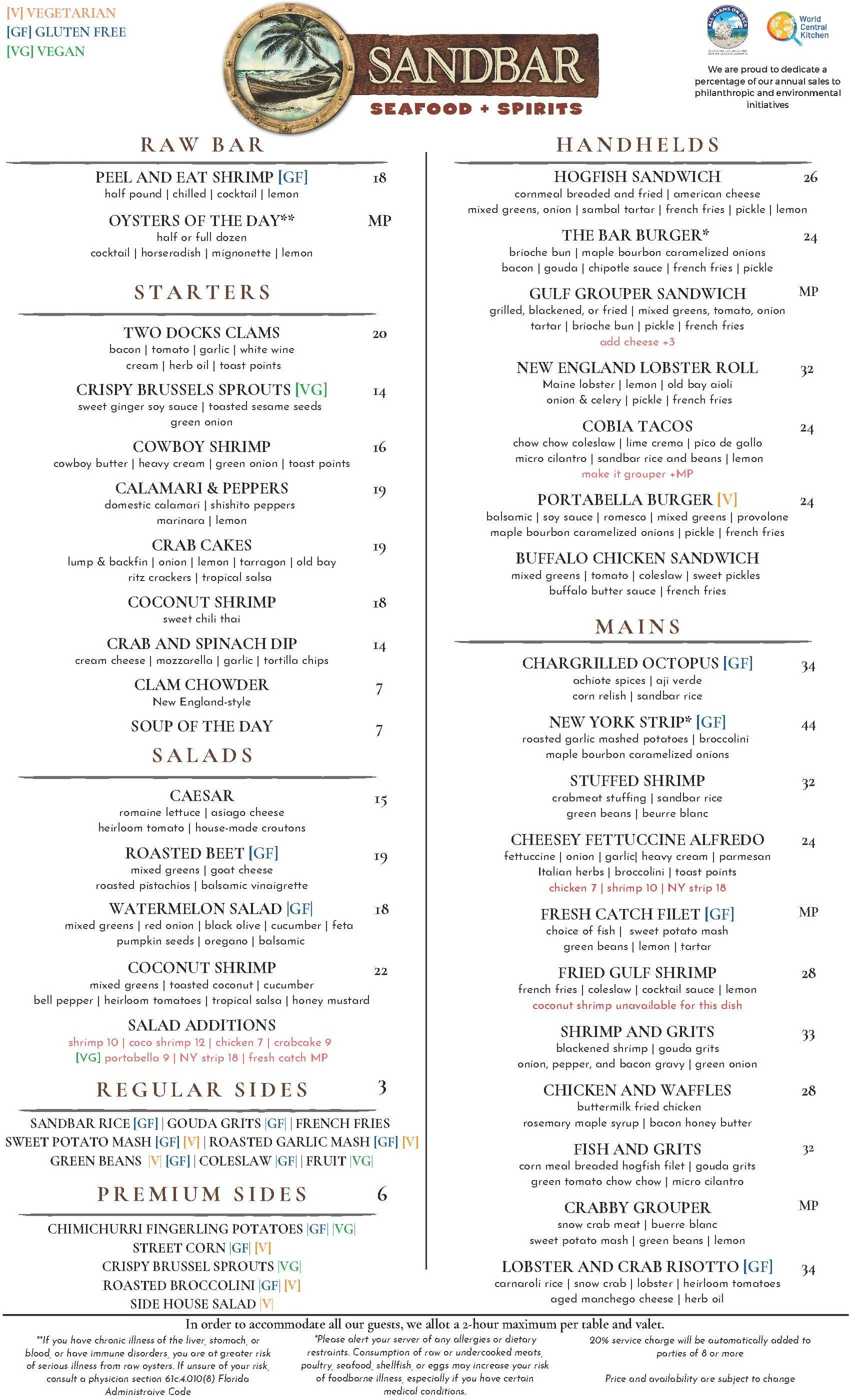 Our Menu — Sandbar