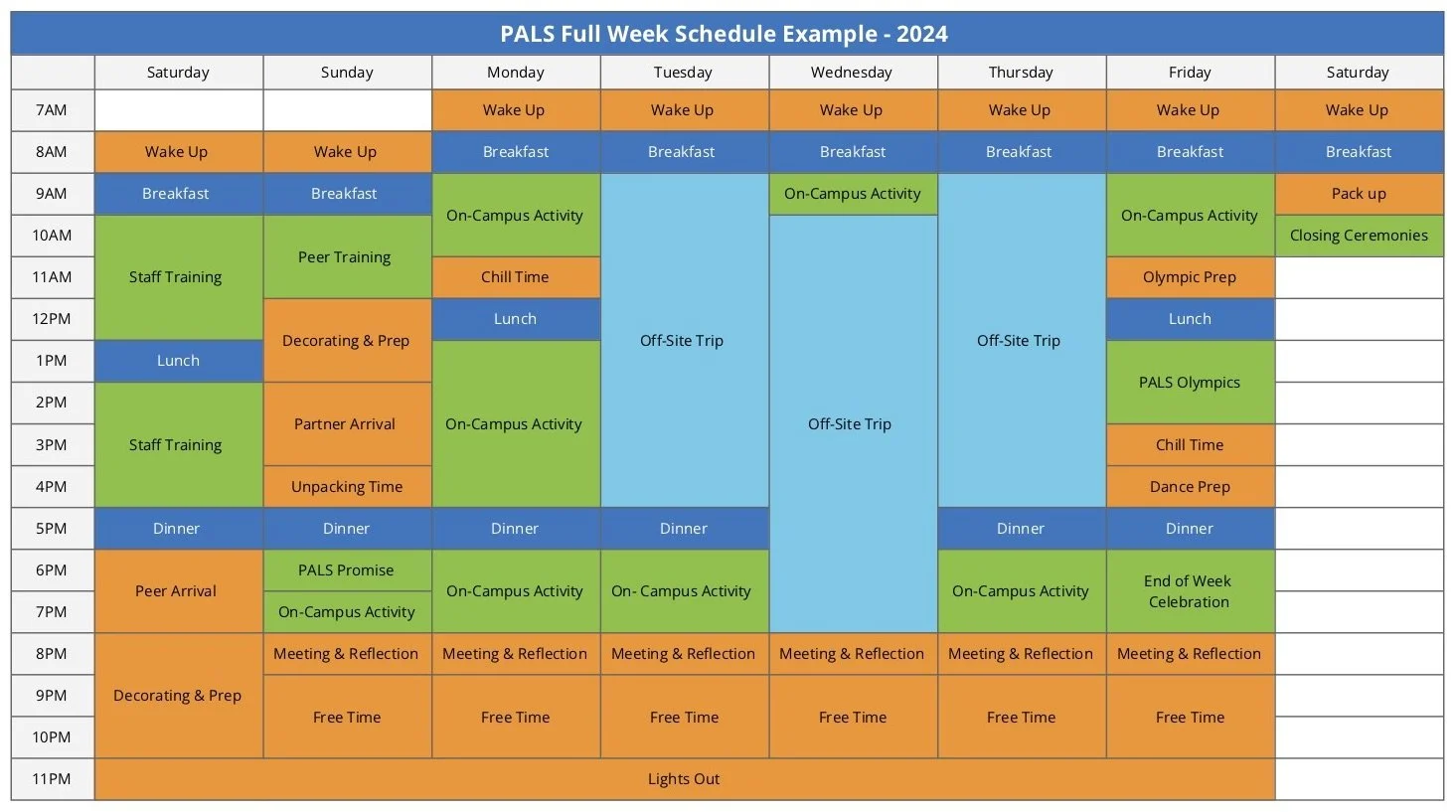 Sample Schedule — PALS Programs