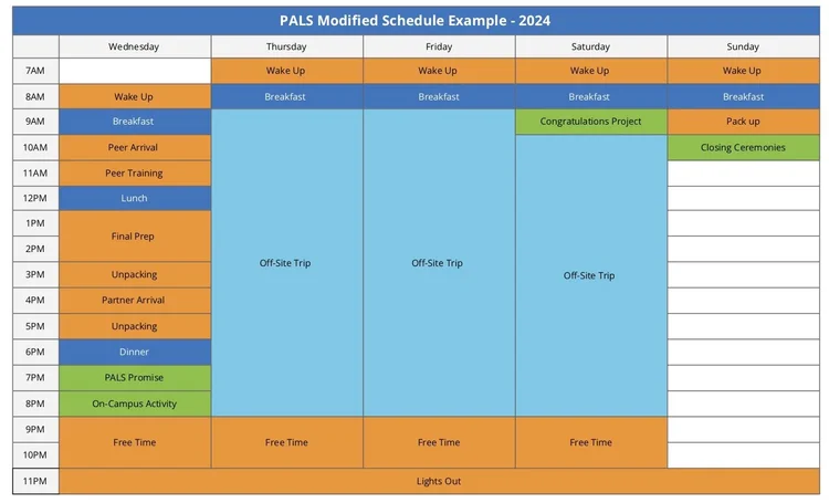 Sample Schedule — PALS Programs