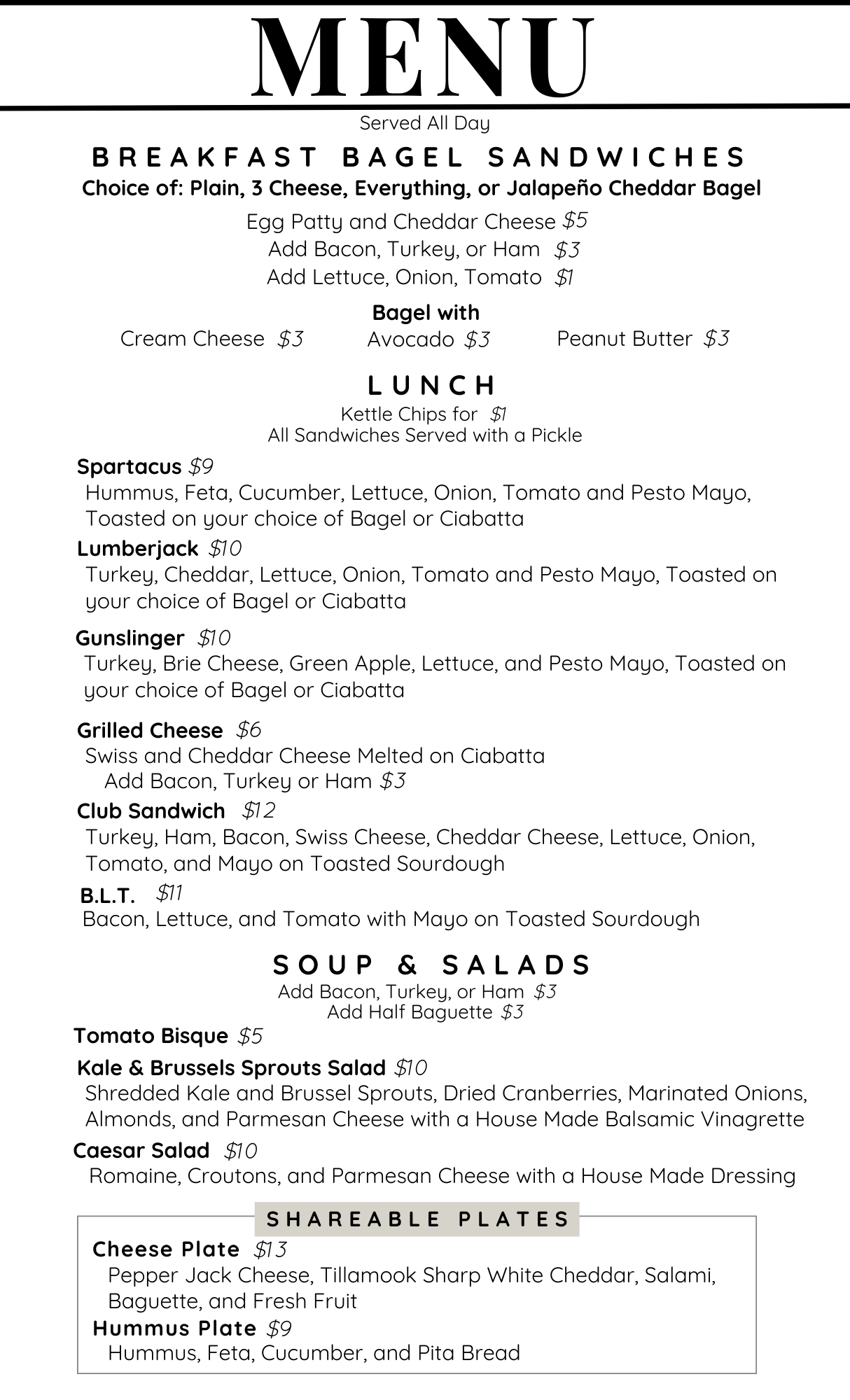 Bistro Breakfast and Lunch Menus — Badlands Artisan Distillery