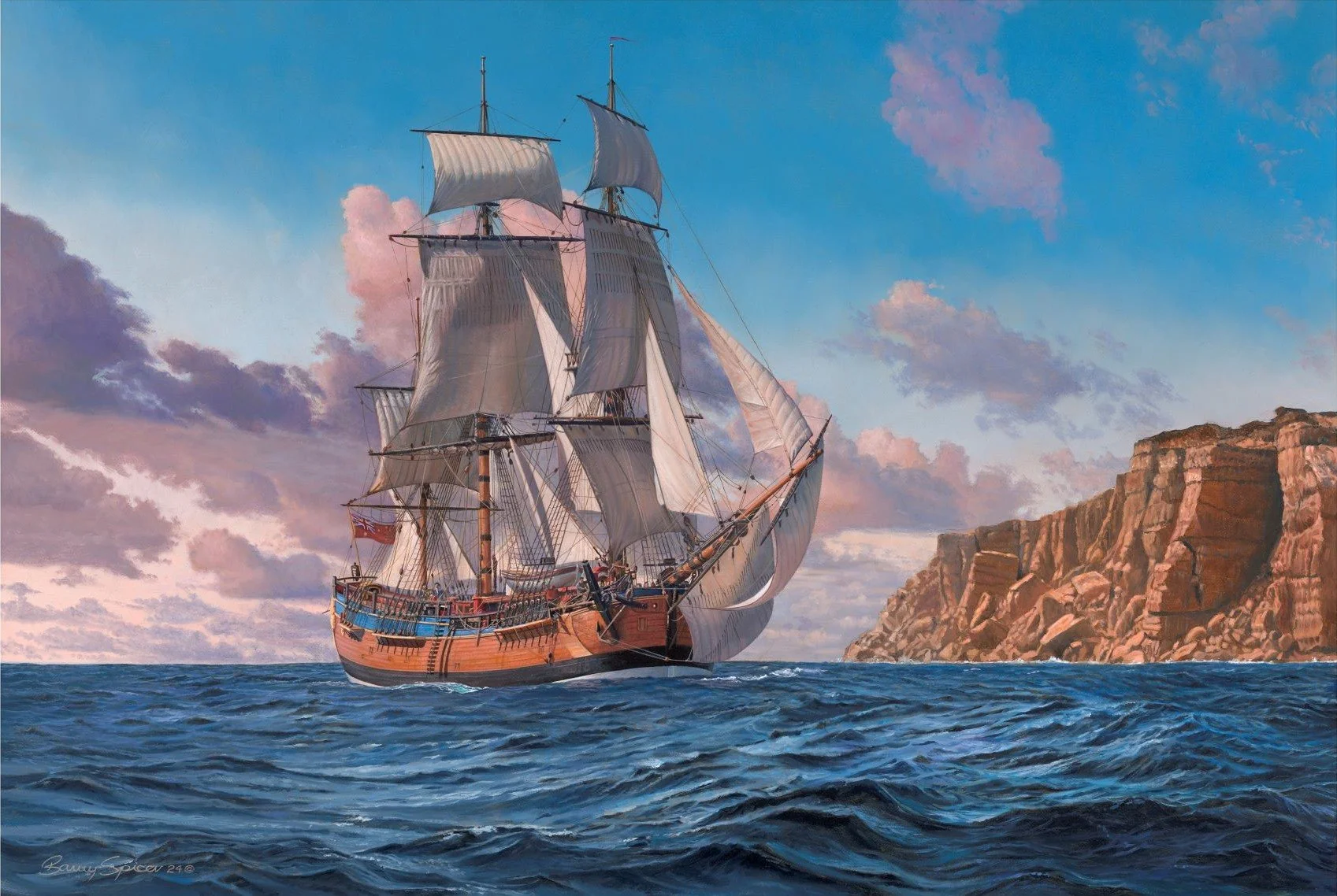 'HMS Endeavour' Original for sale — Barry Spicer Art