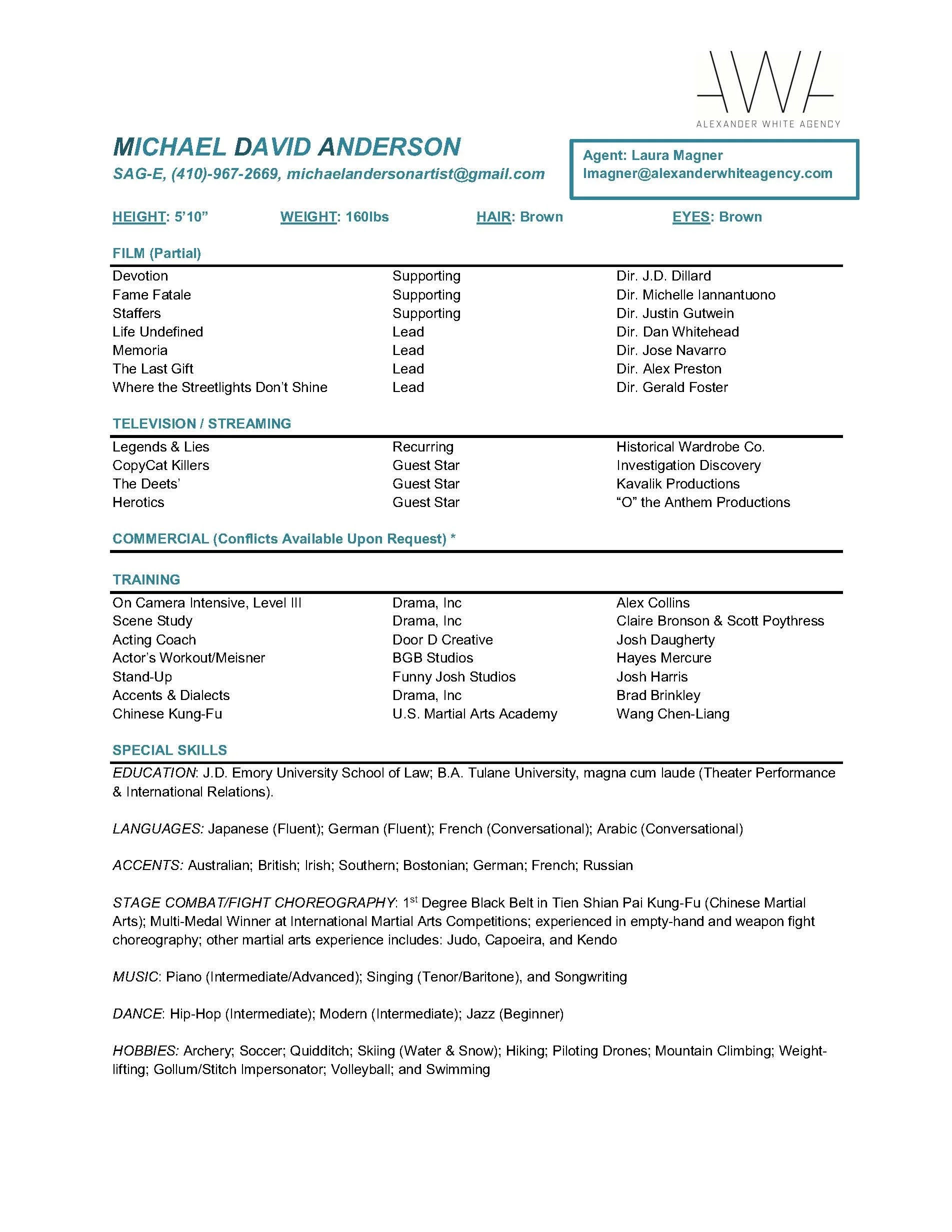 Infographic Resume Michael Anderson