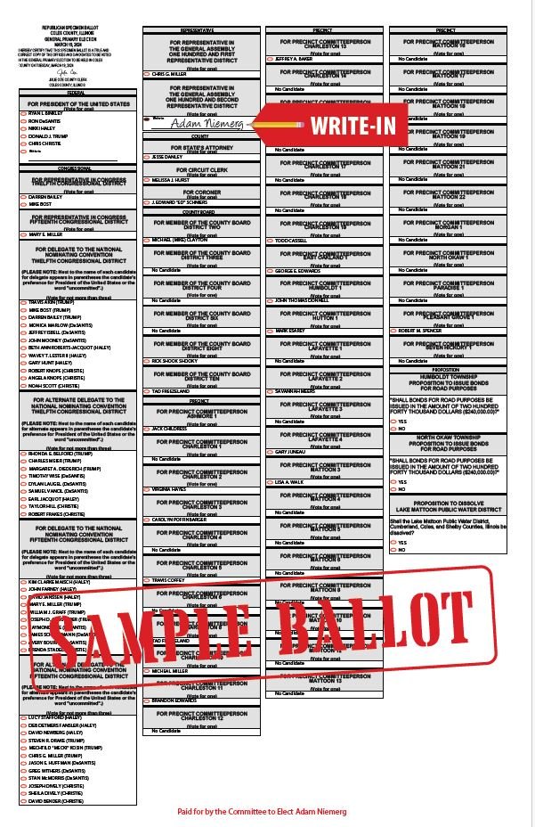 Sample Ballots — Adam Niemerg