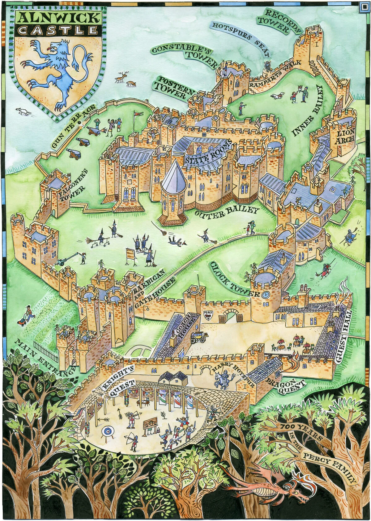 Alnwick Castle Map Card Northumberland Artist Sarah Farooqi Alnwick Castle Map Card Northumberland Artist Sarah Farooqi