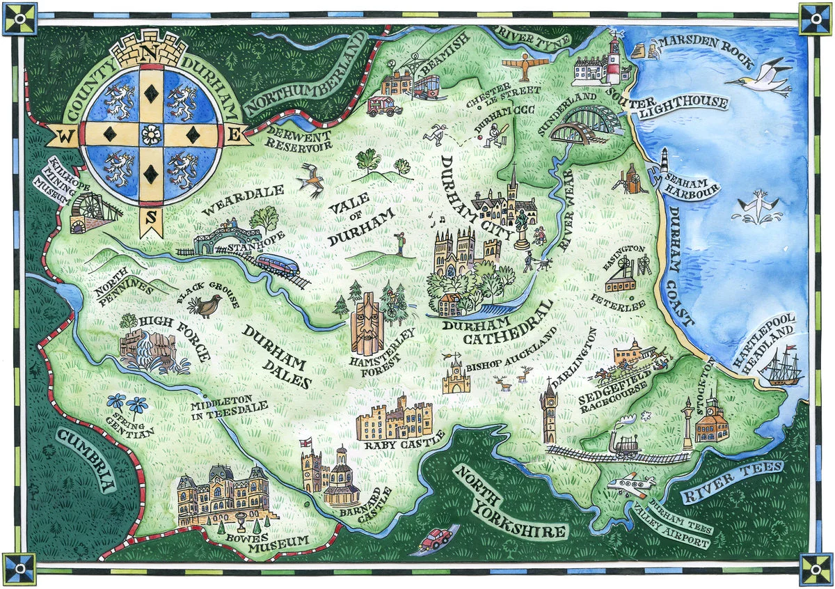Original Illustrated Maps, townscapes, landscapes and nature studies ...