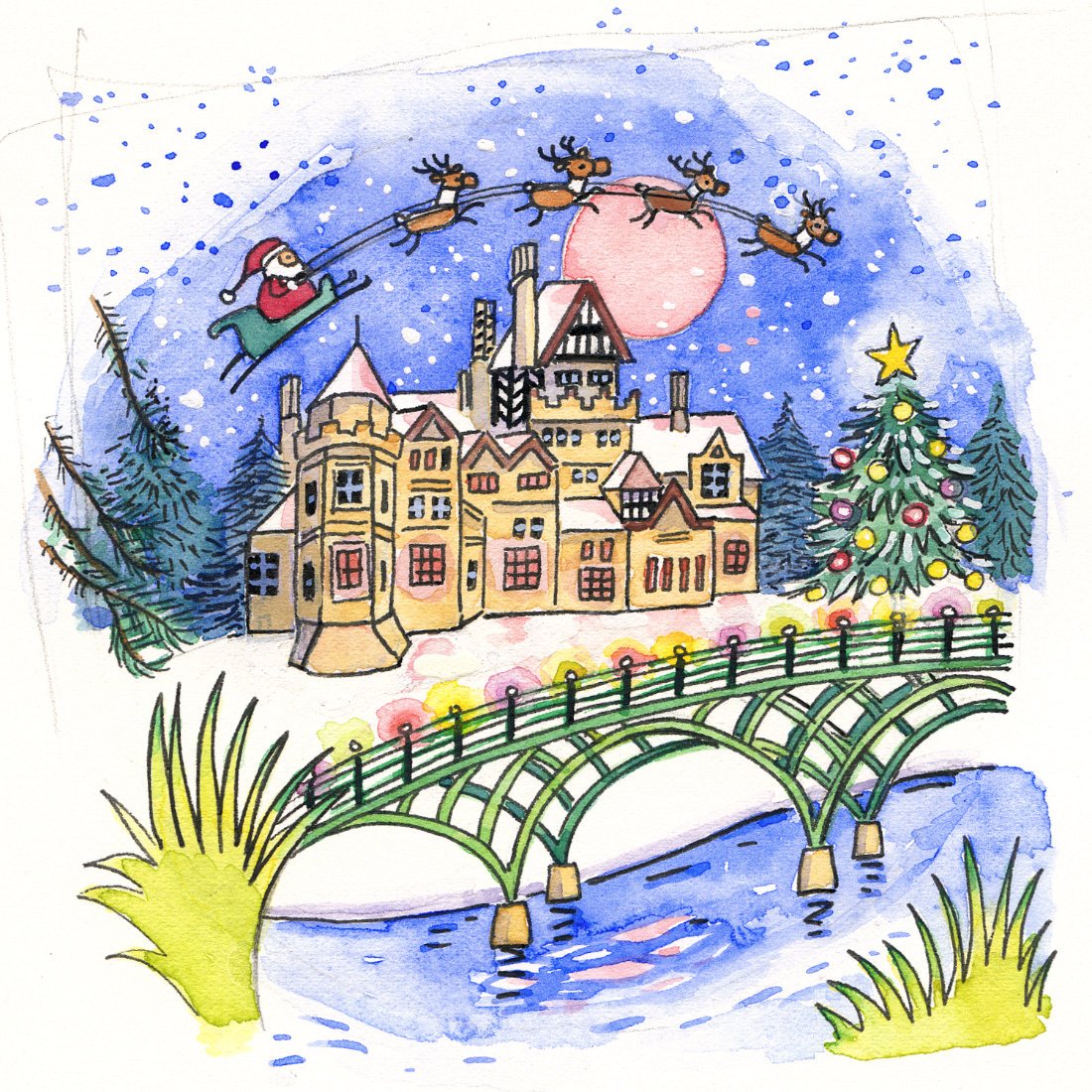Christmas at the Clock Tower, Morpeth - Ceramic Decoration ...