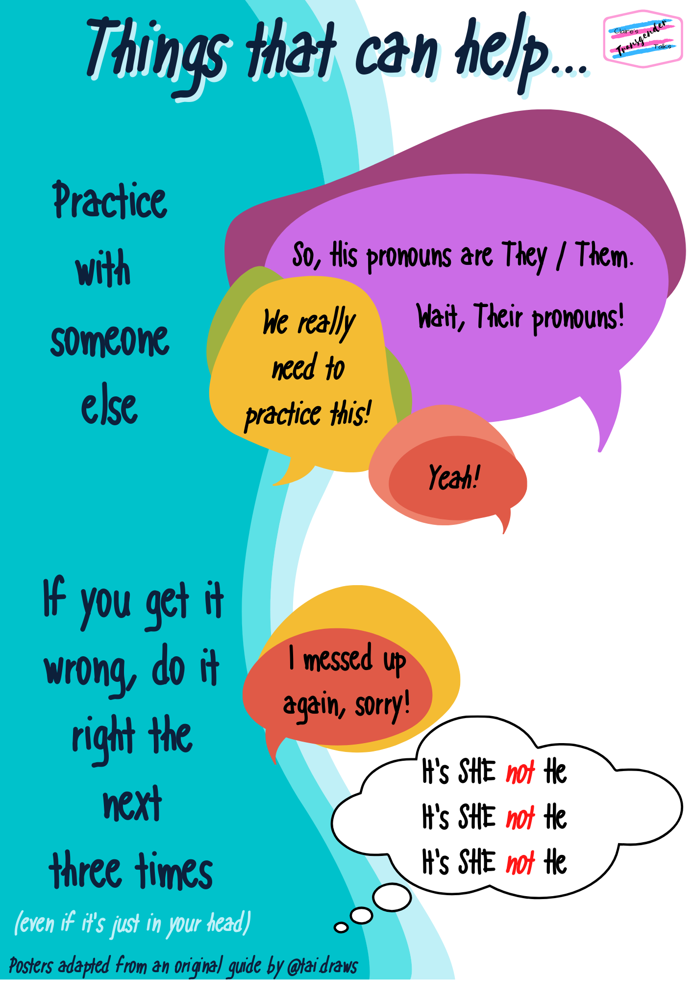 Getting Pronouns Right - Posters — Claire's Transgender Talks