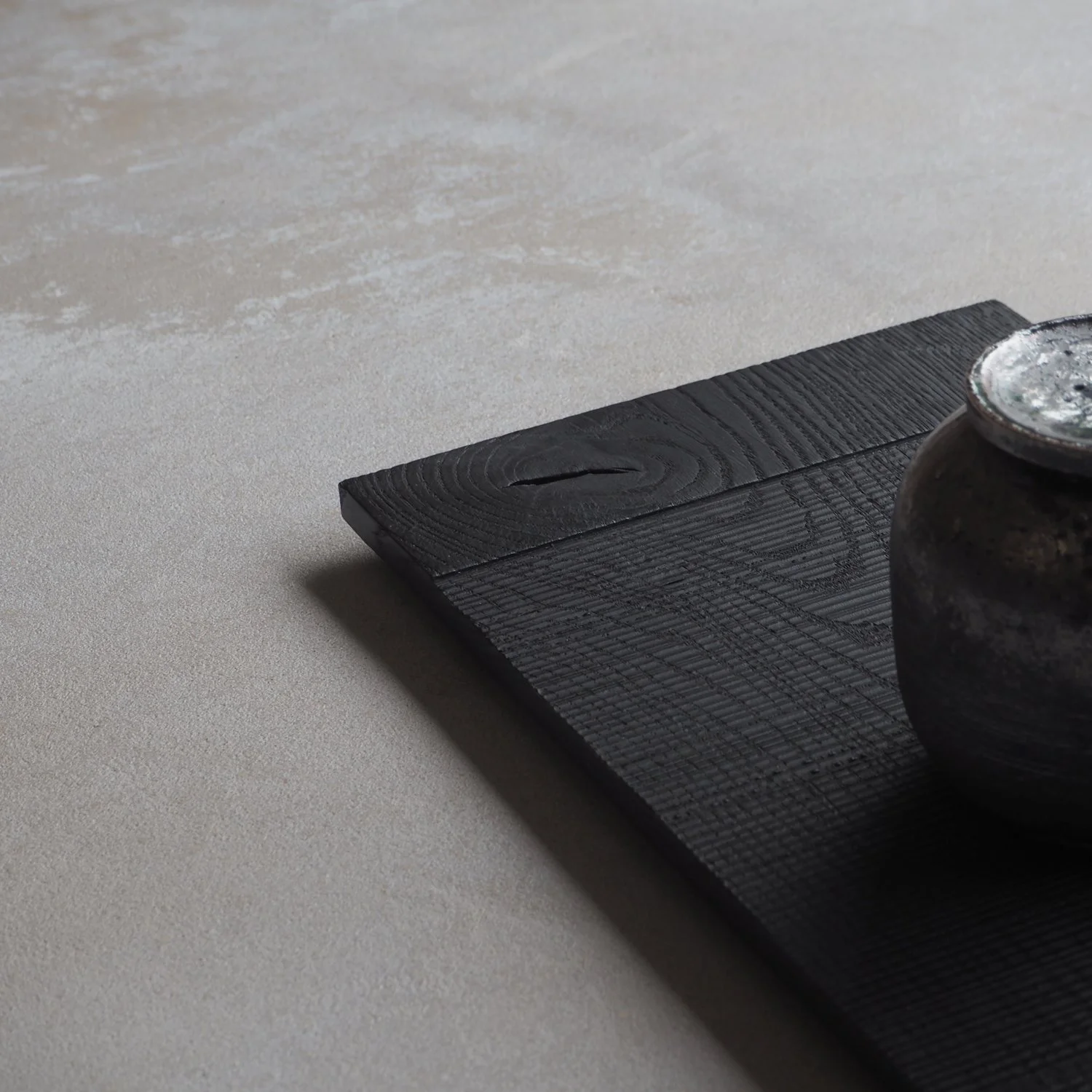 burnt oak tray with sawn texture 2 — pachadesign