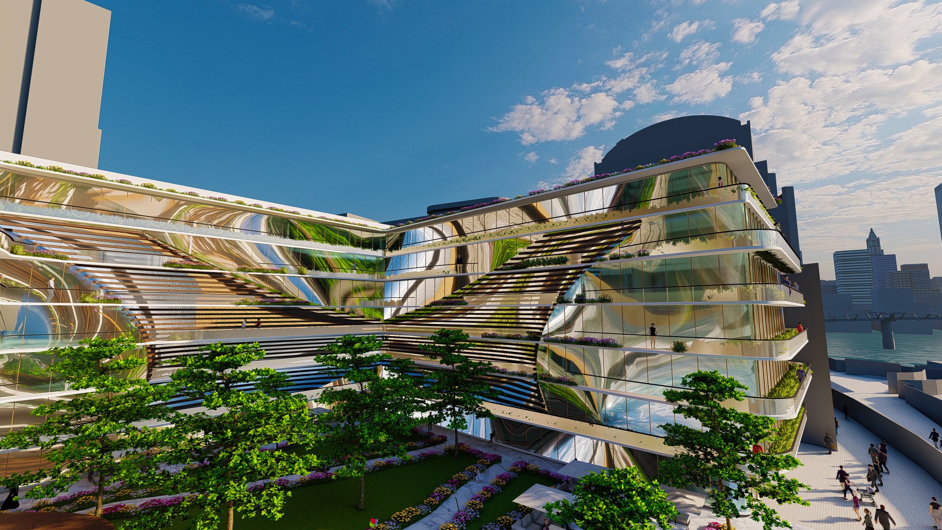Multigenerational residential development, mixed use scheme, garden ...