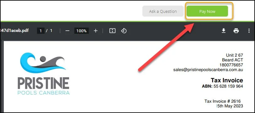 Automatic payments — Pristine Pools