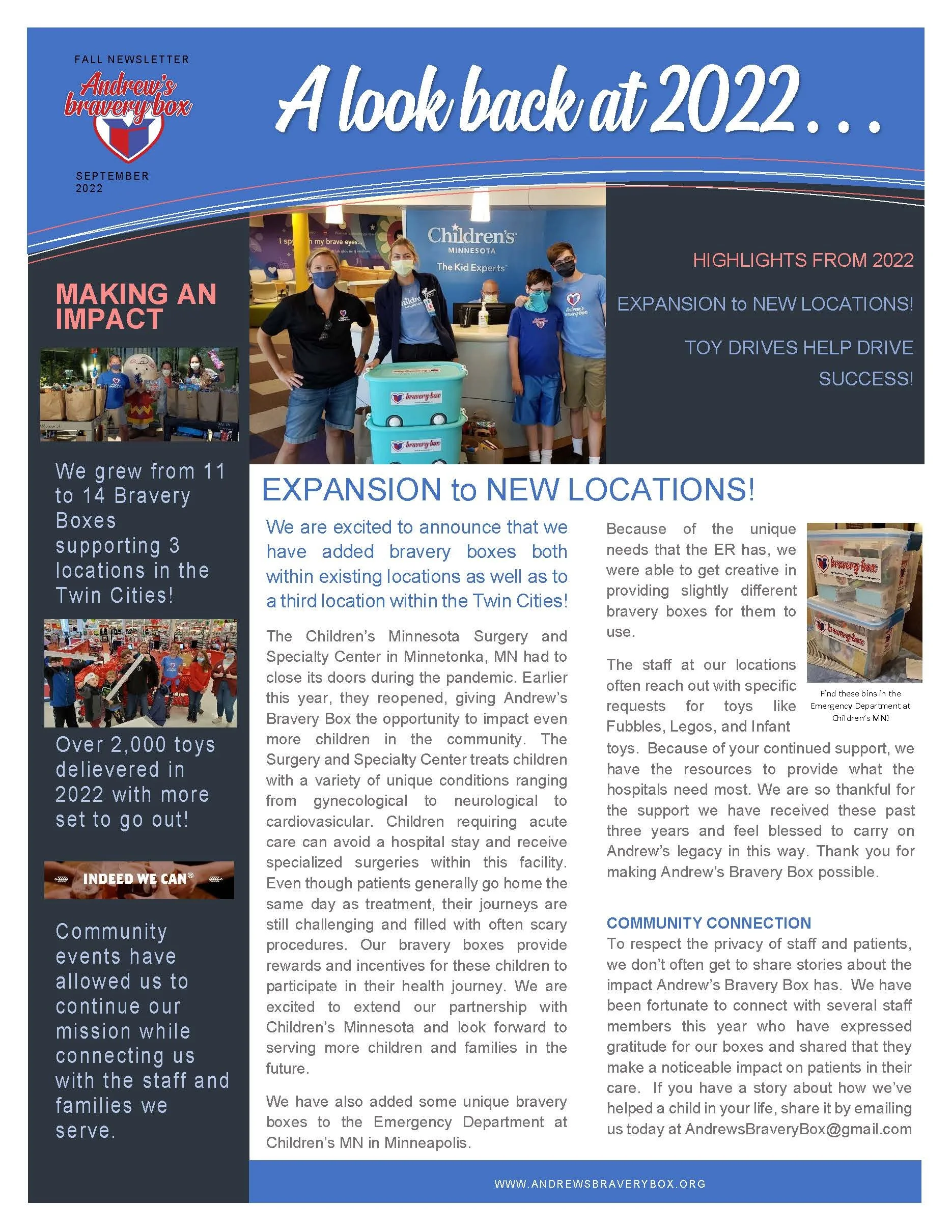 2022 Fall Newsletter — Andrew's Bravery Box