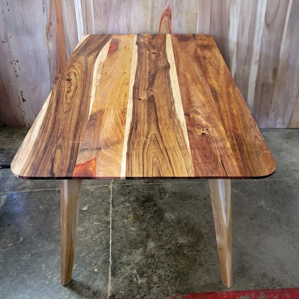 Charismatic, salvage-wood, table tops stir warmth and mirth — Tropical ...