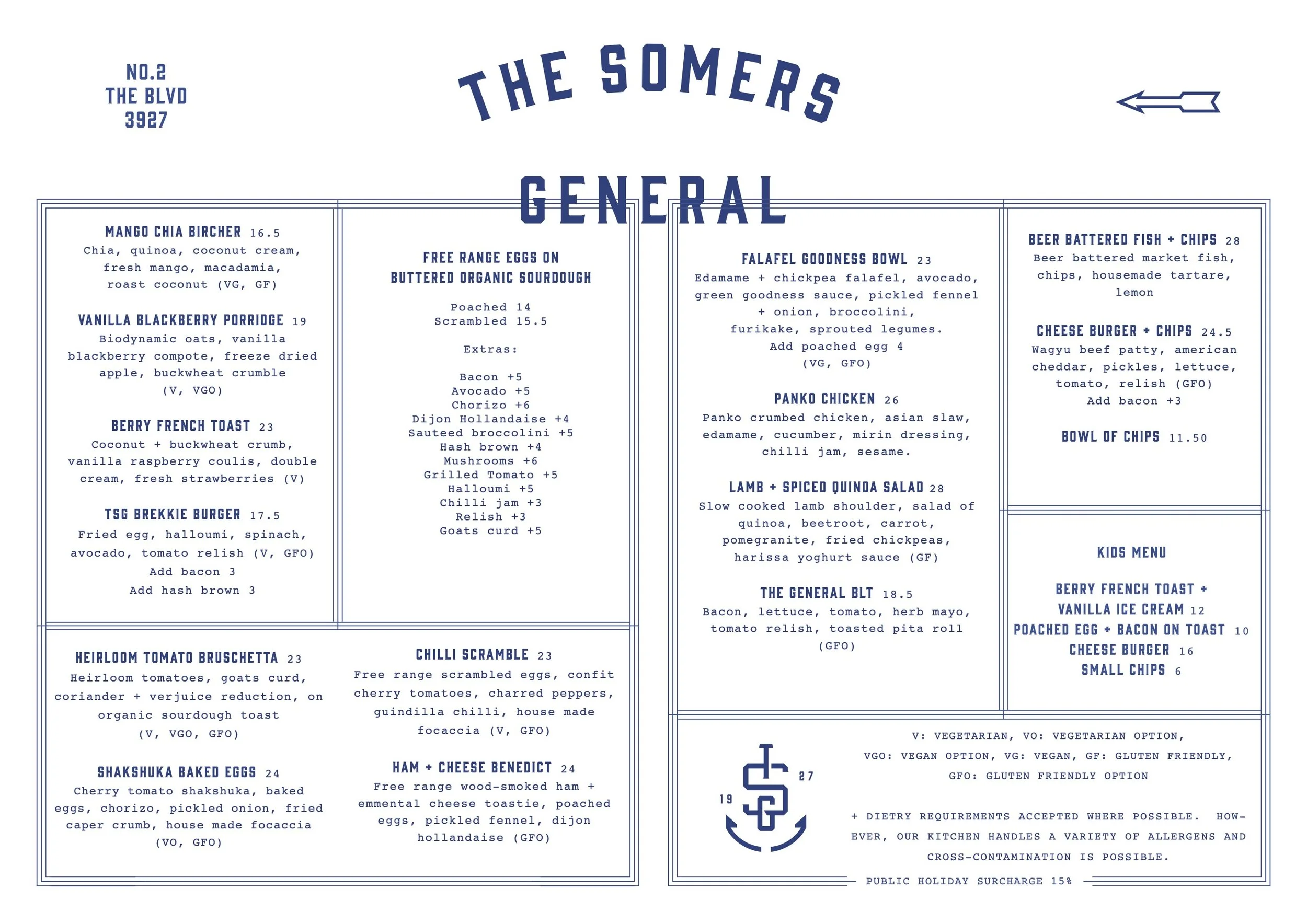 Menu - The Somers General