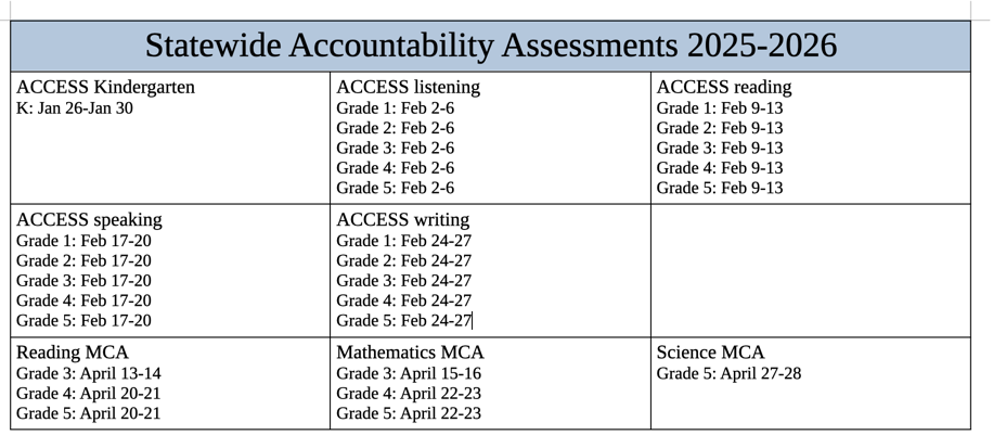 Minnesota Assessments — Notre École
