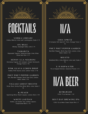 Menu — Taurus Ox