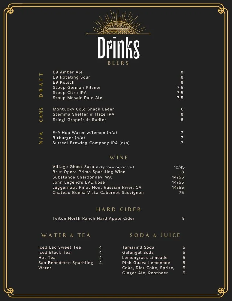 Menu — Taurus Ox