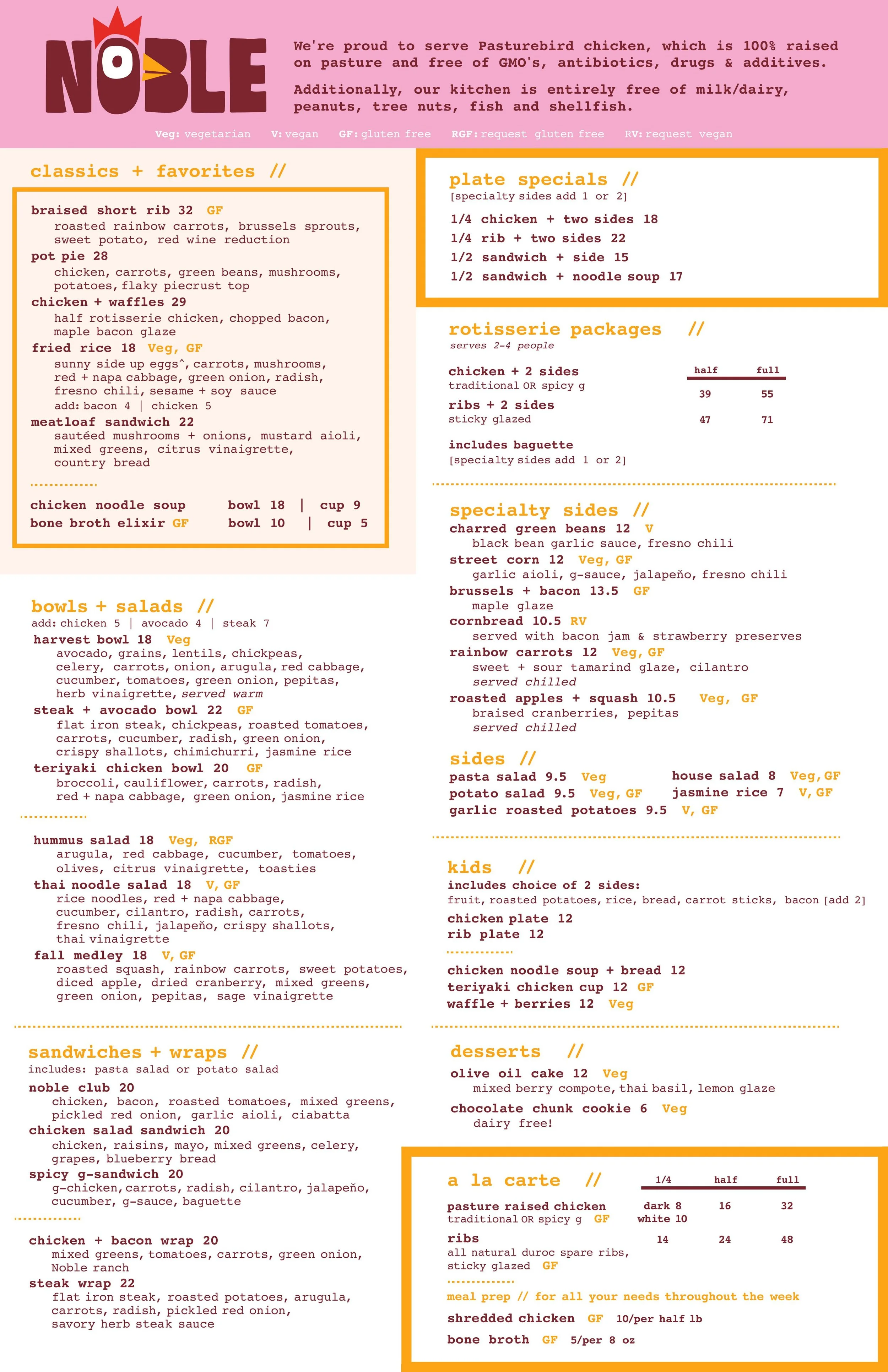 Menu — Noble Rotisserie