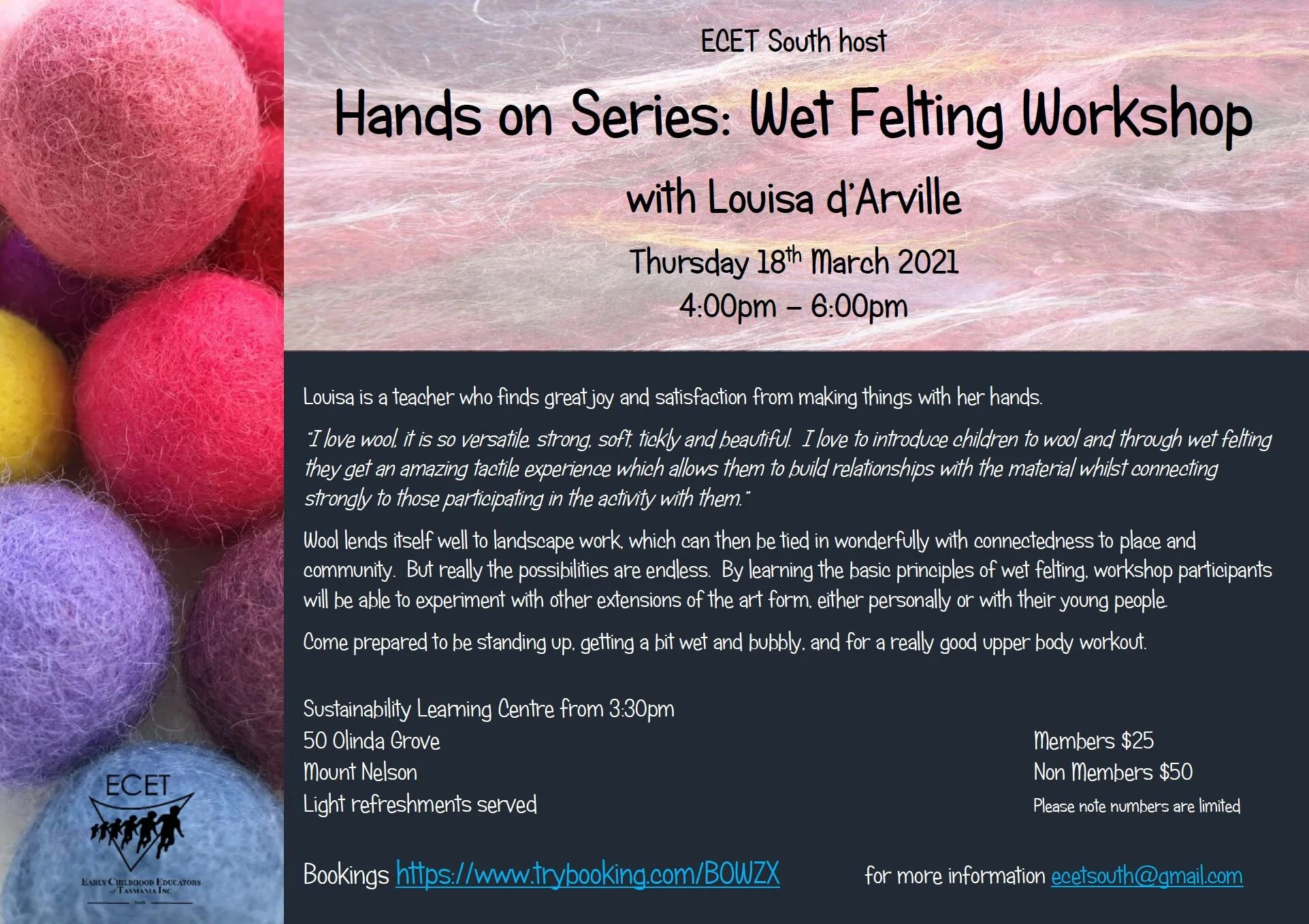 Hands on Series: Wet Felting Workshop — Early Childhood Educators of ...
