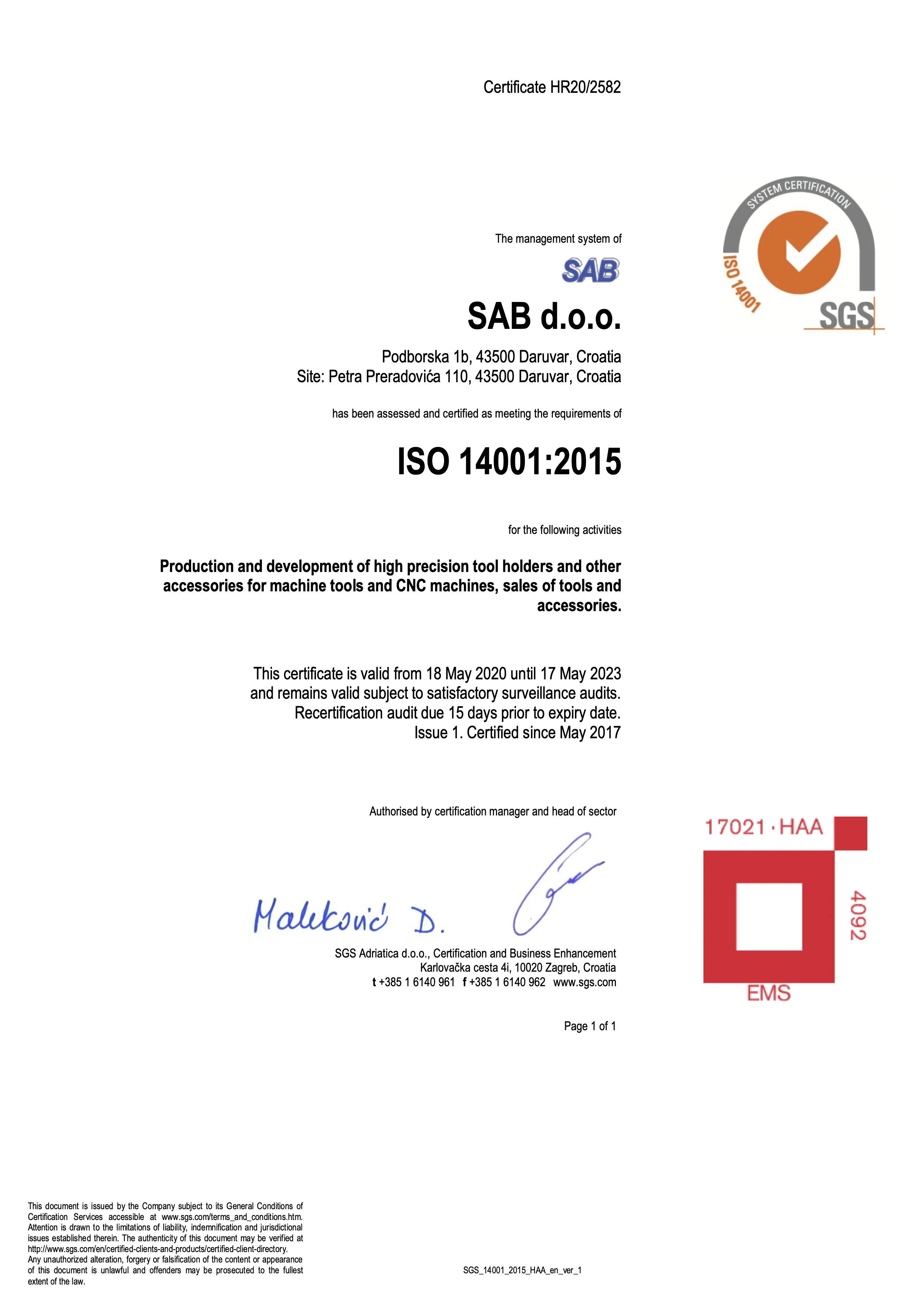 Quality — SAB d.o.o. | High-precision tool holders