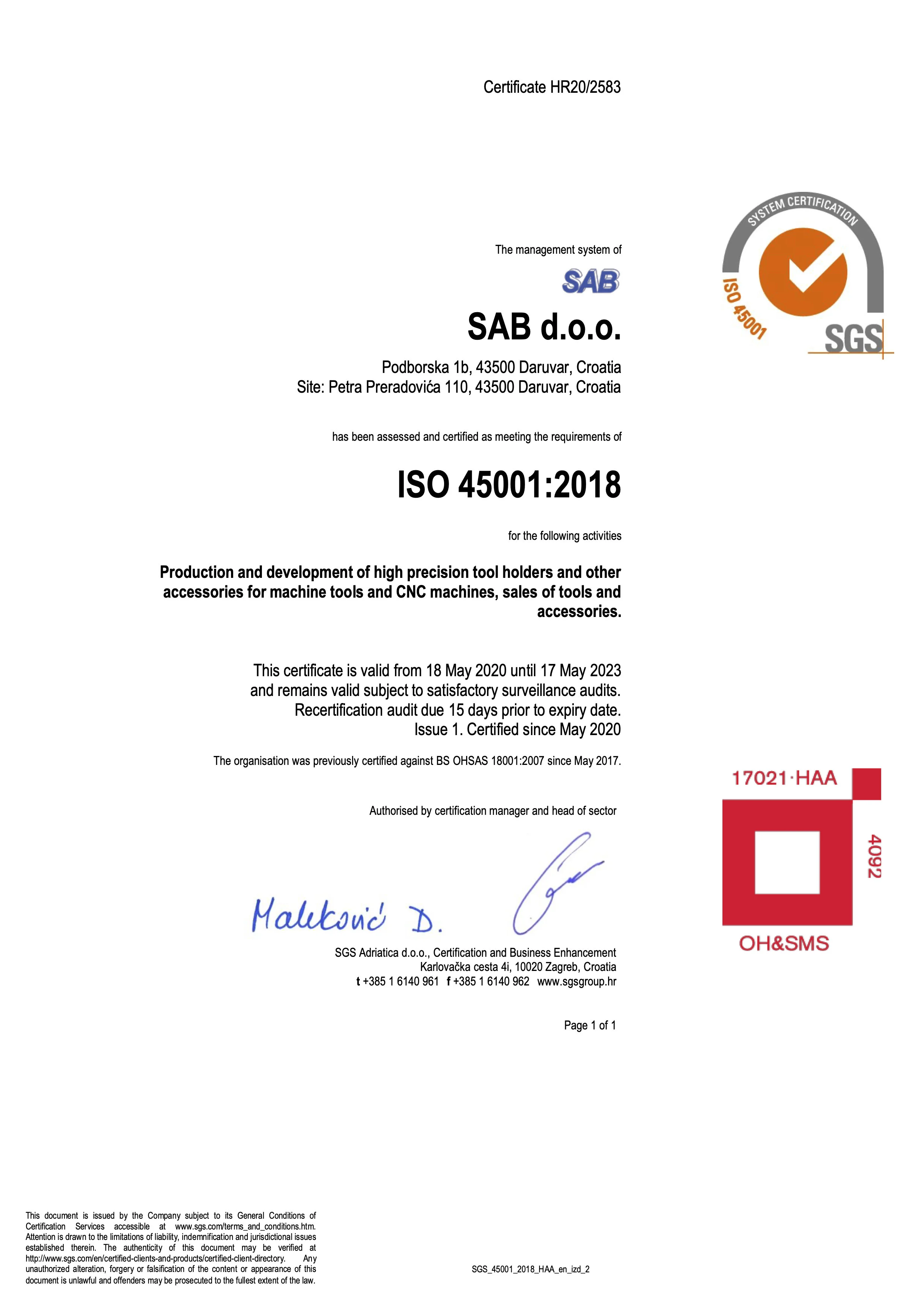 Quality — SAB d.o.o. | High-precision tool holders