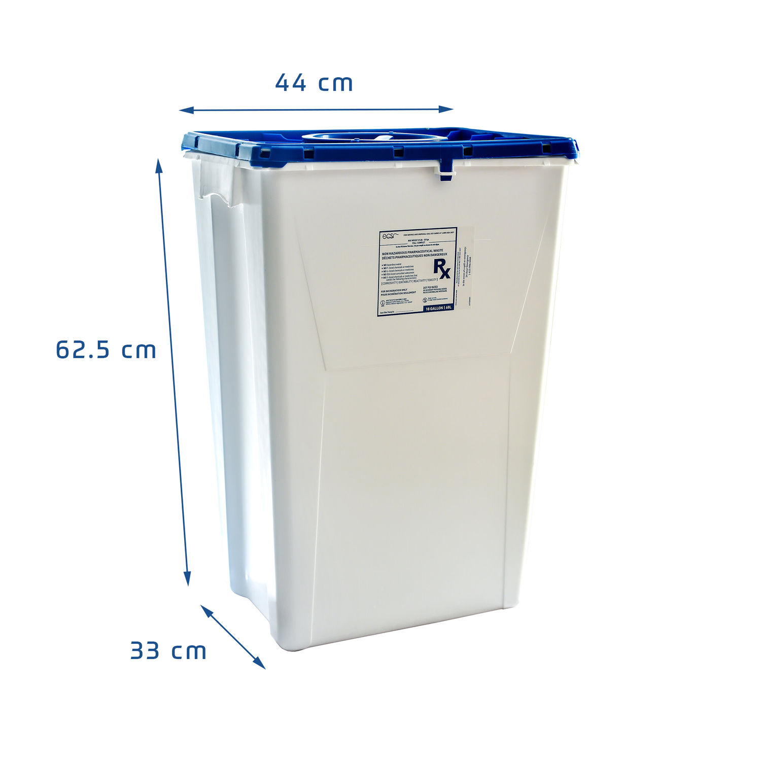 WHITE PHARMACEUTICAL CONTAINER RX WASTE BIN (68 L) (🇨🇦) — ECS Cares