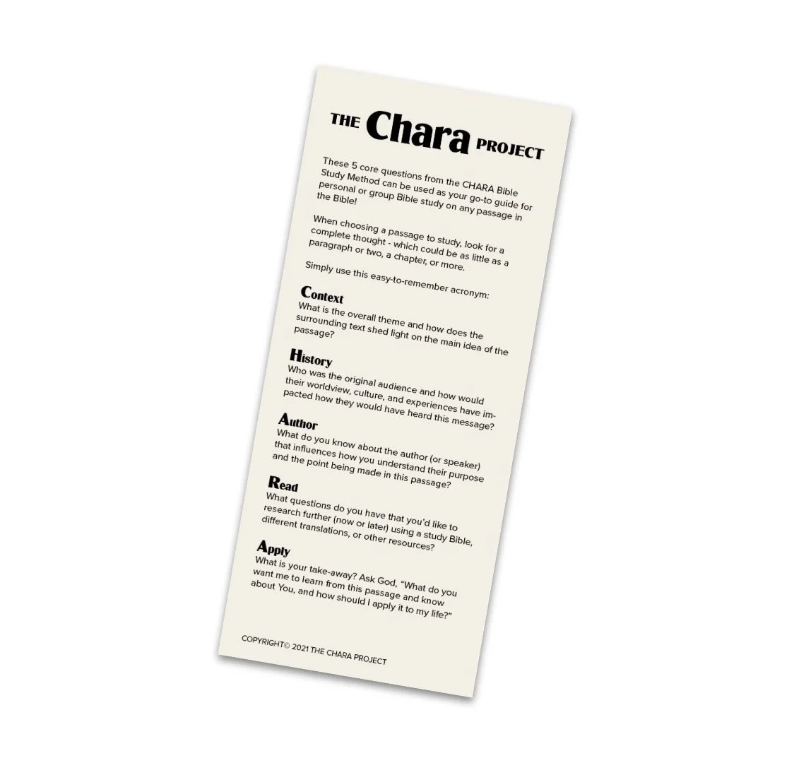 Free Bookmark — The Chara Project