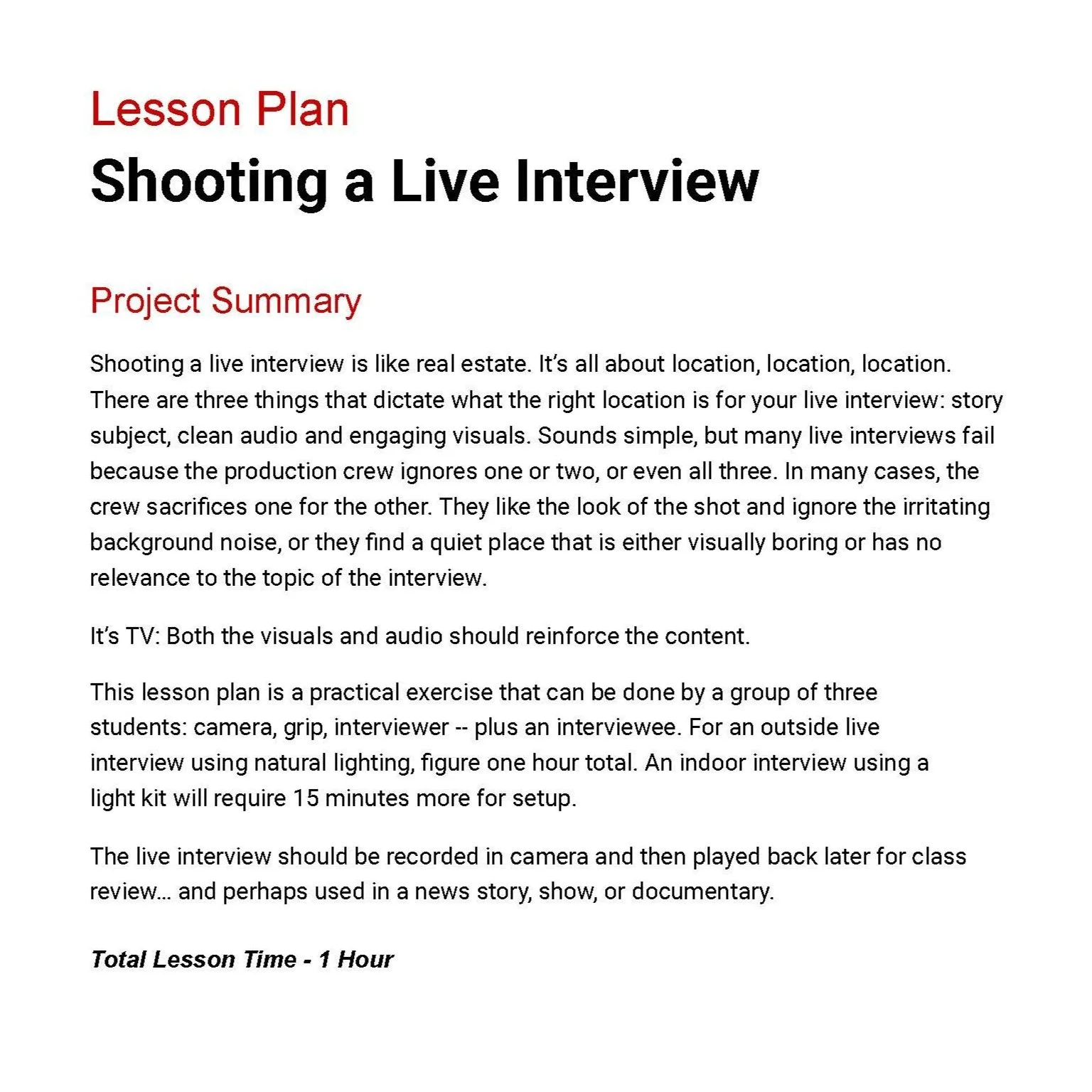 Curriculum — Student Television Network