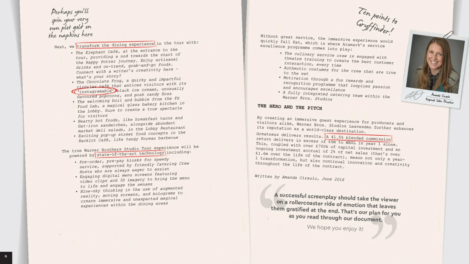 warner bros bid document — rob dalton