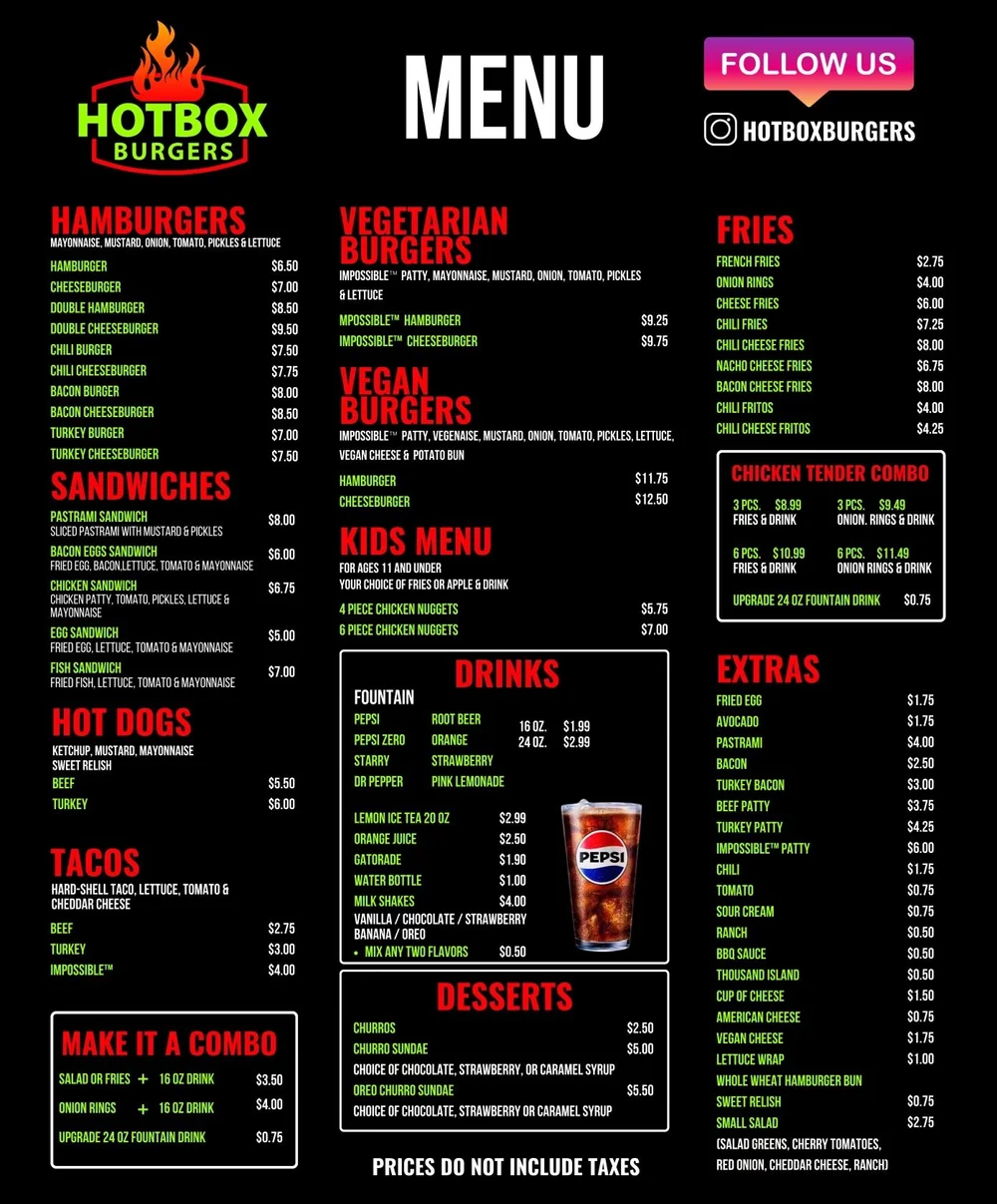 Our Menu — Hotbox Burgers