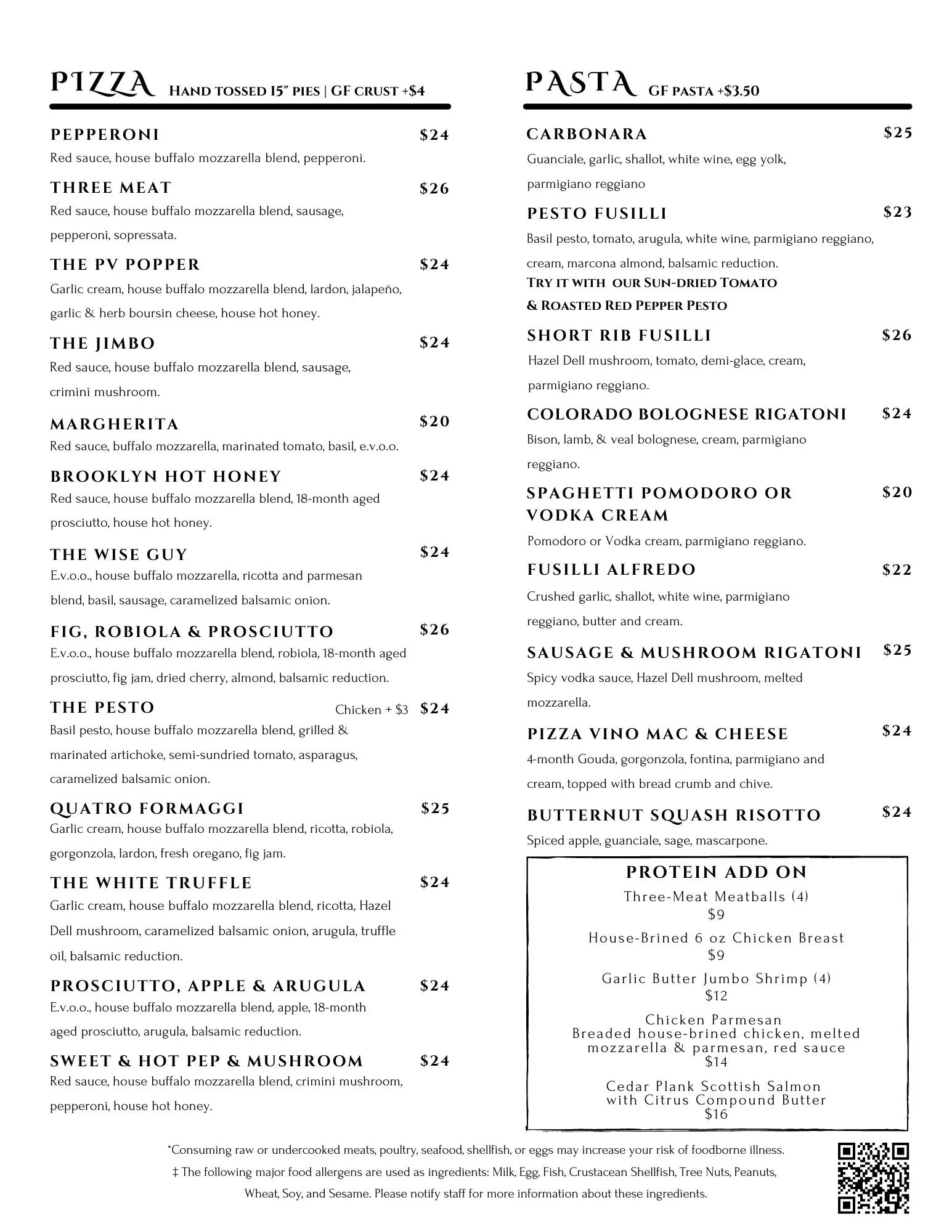 Menu — PizzaVino NoCo