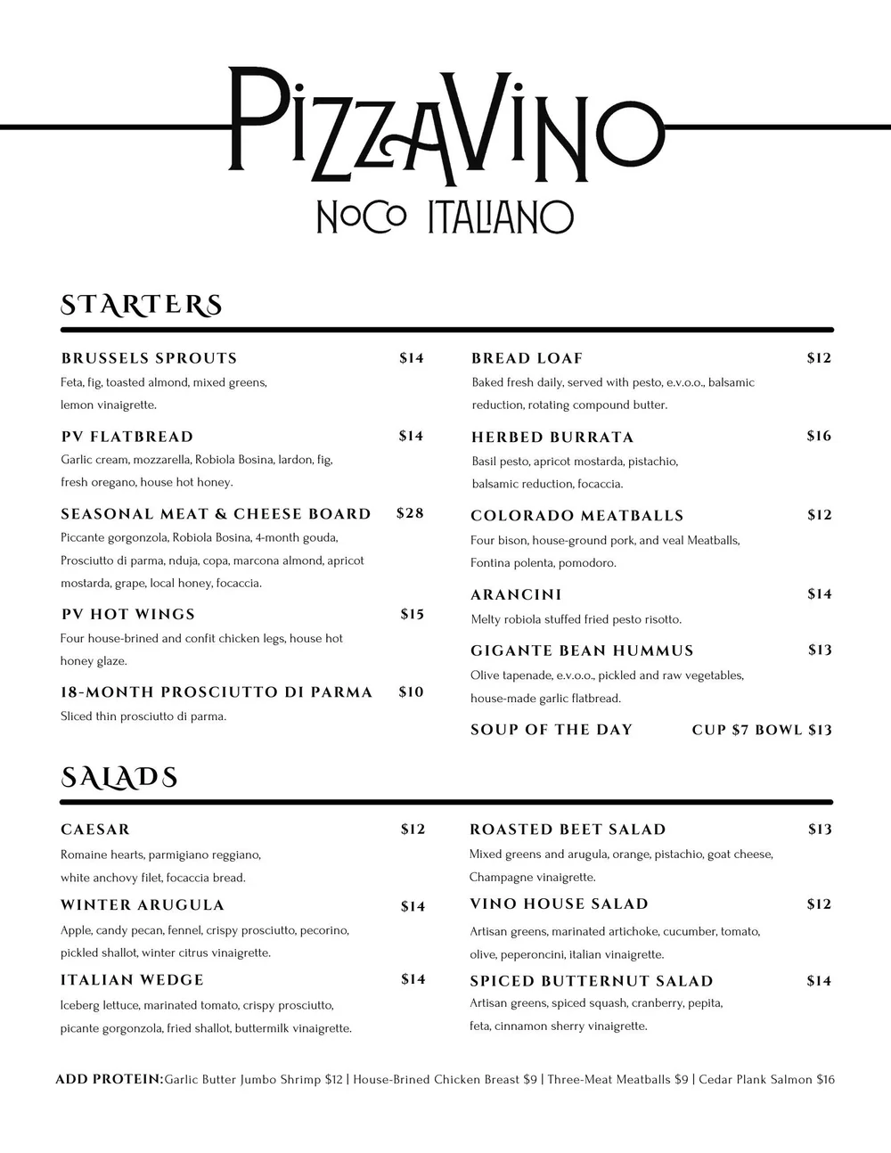 Menu — PizzaVino NoCo
