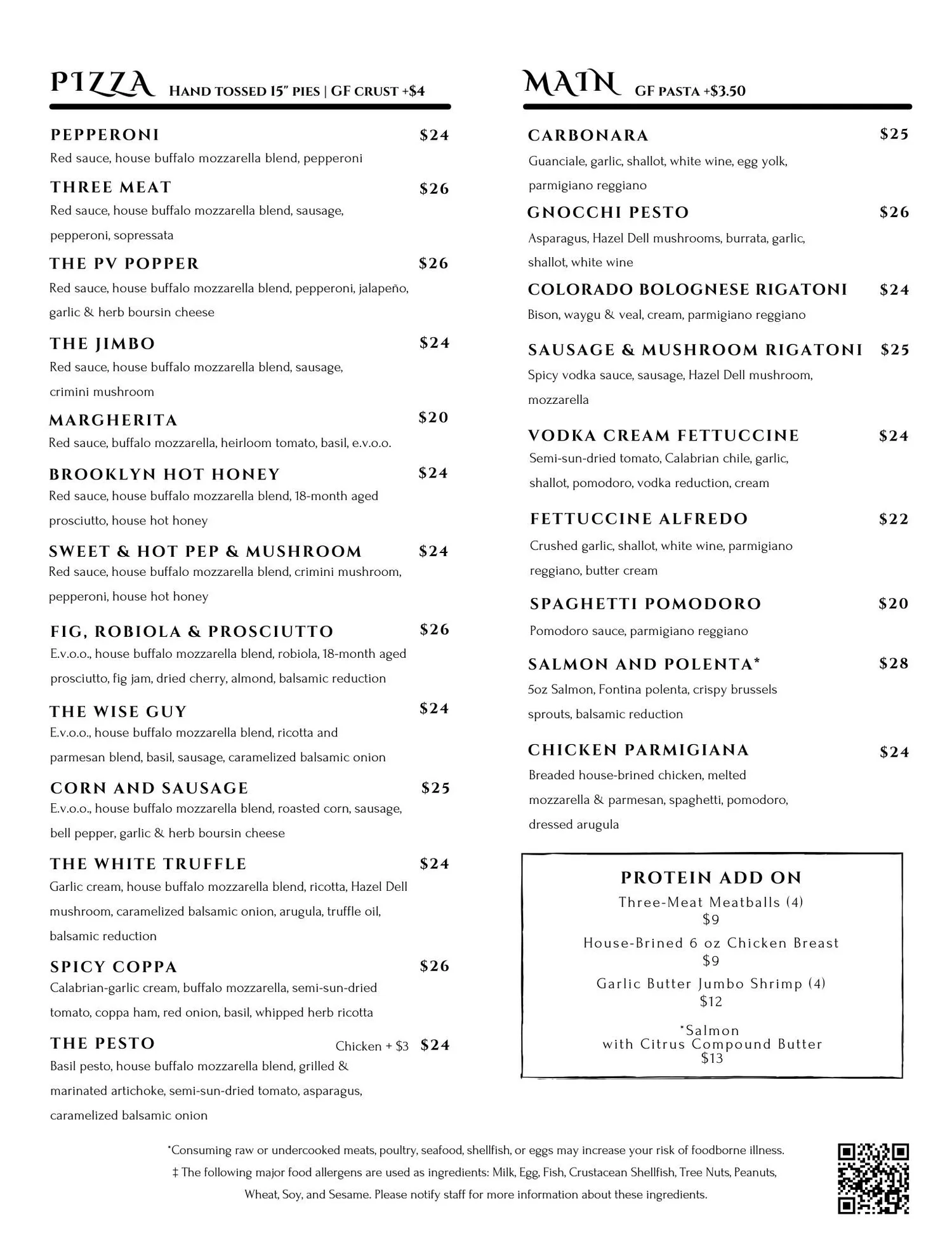 Menu — PizzaVino NoCo