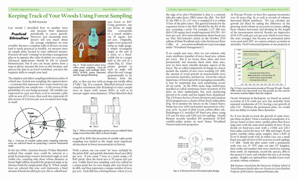 Keeping Track of Your Woods Using Forest Sampling — Maine Woodland Owners