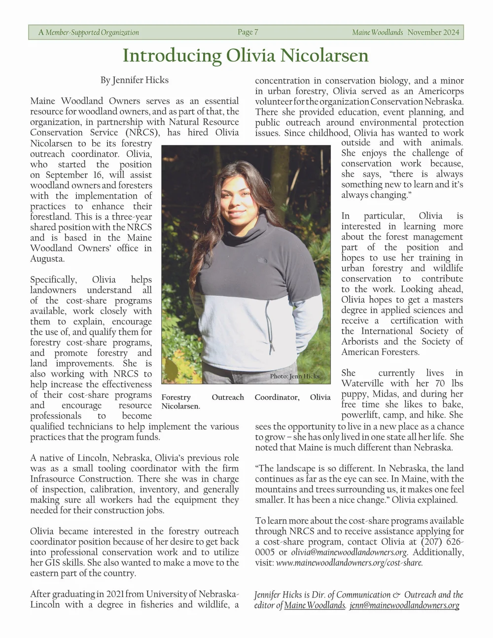 Introducing Olivia Nicolarsen — Maine Woodland Owners