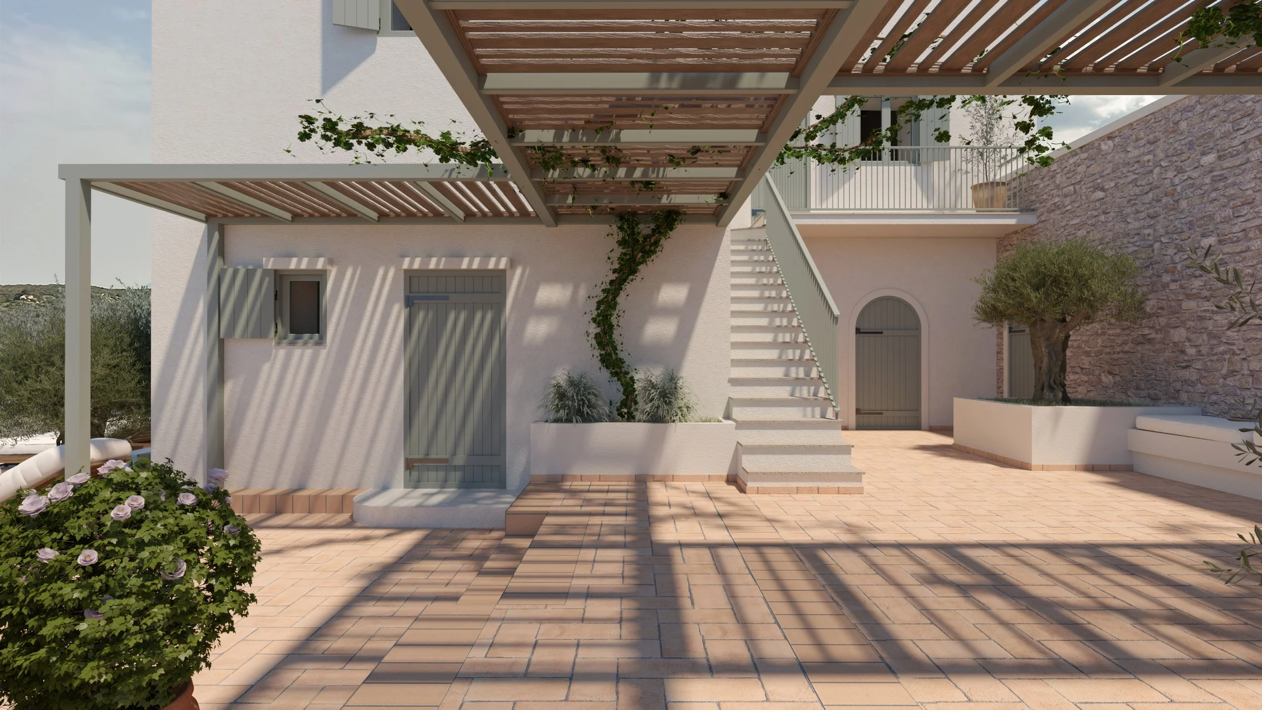 stone houses complex restoration in Kamara — alkisti roussou