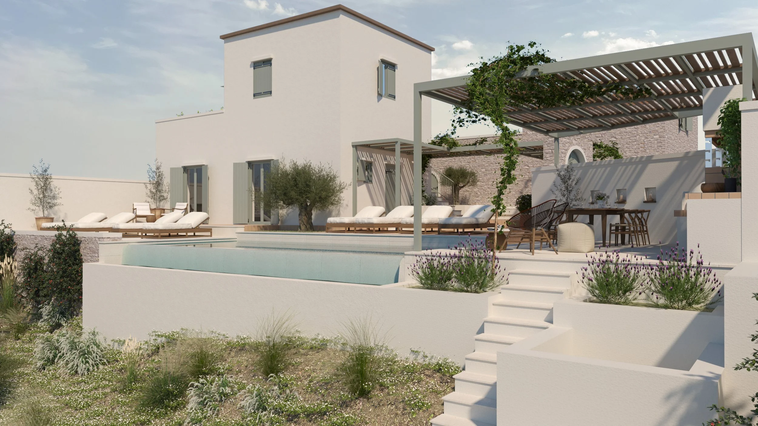 stone houses complex restoration in Kamara — alkisti roussou