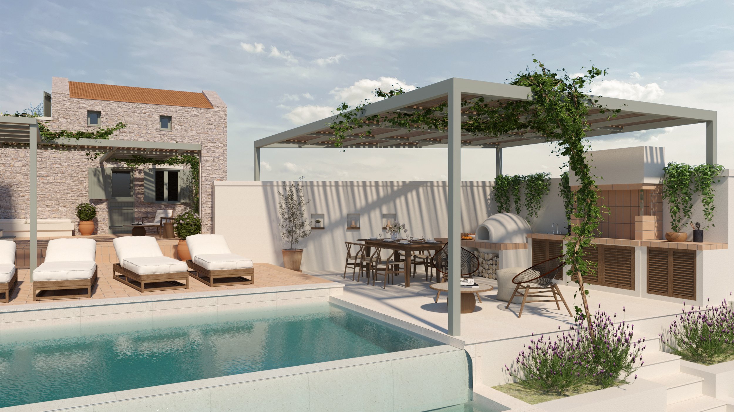 stone houses complex restoration in Kamara — alkisti roussou