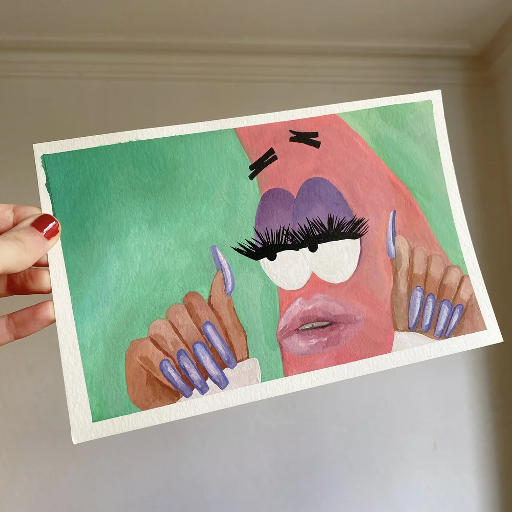 Patrick Star Nail Art