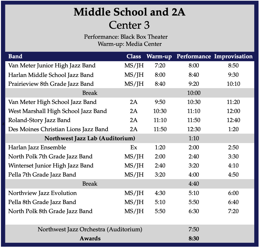 Jazz Festival Schedule — Northwest Bands