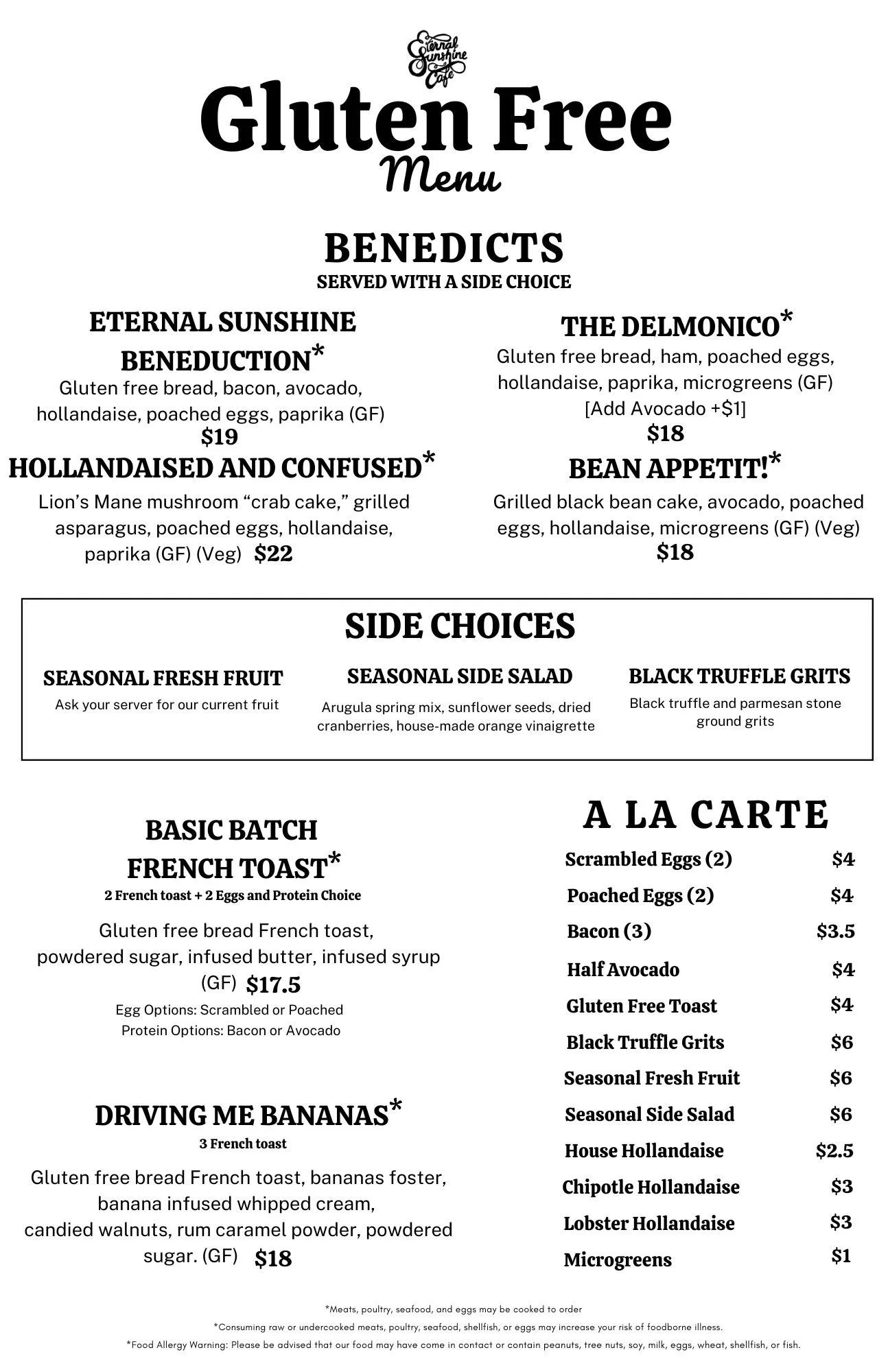 Menu — Eternal Sunshine Cafe