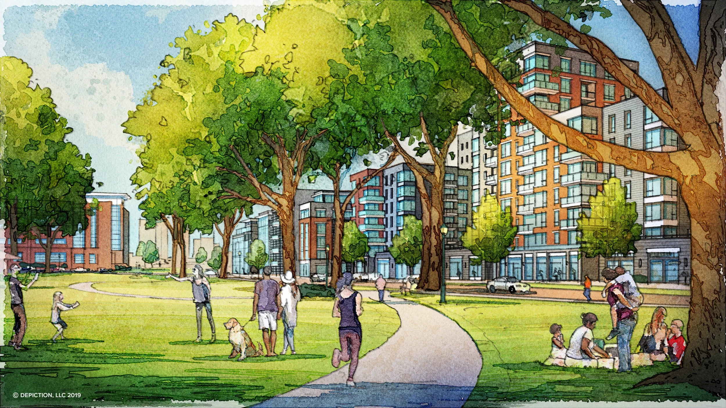 Urban Design & Planning Watercolor Rendering — DEPICTION