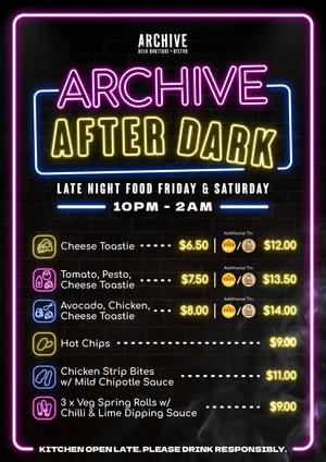 Late Night Menu in West End Brisbane | Archive Beer Boutique & Bistro ...