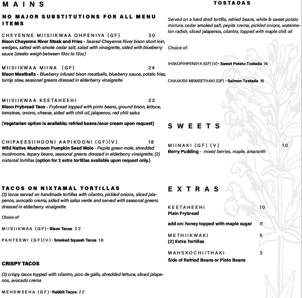 Menu — Wahpepah's Kitchen