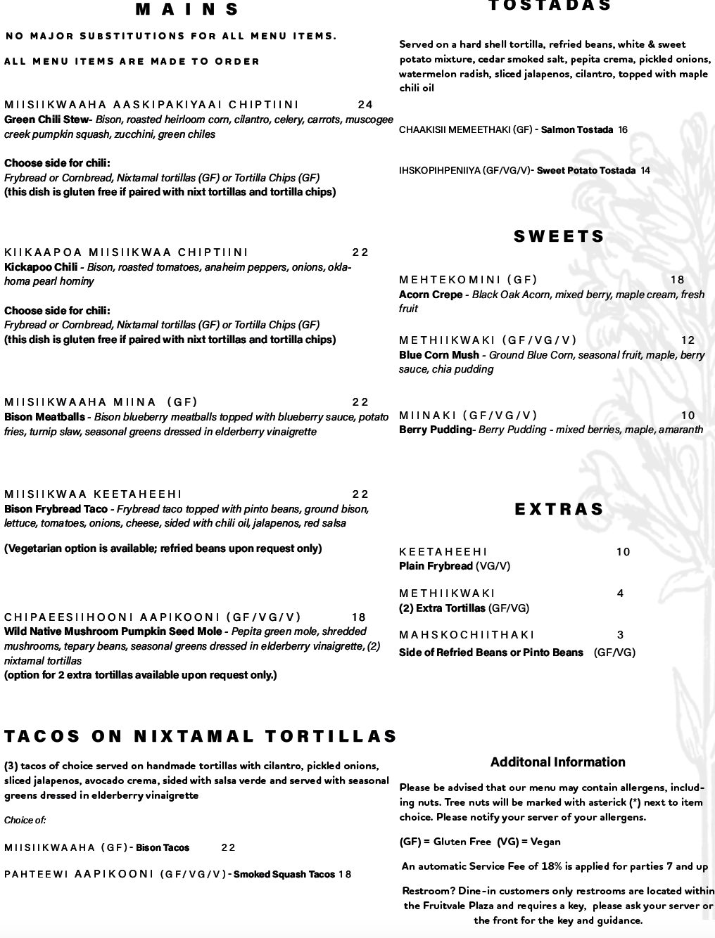 Menu — Wahpepah's Kitchen