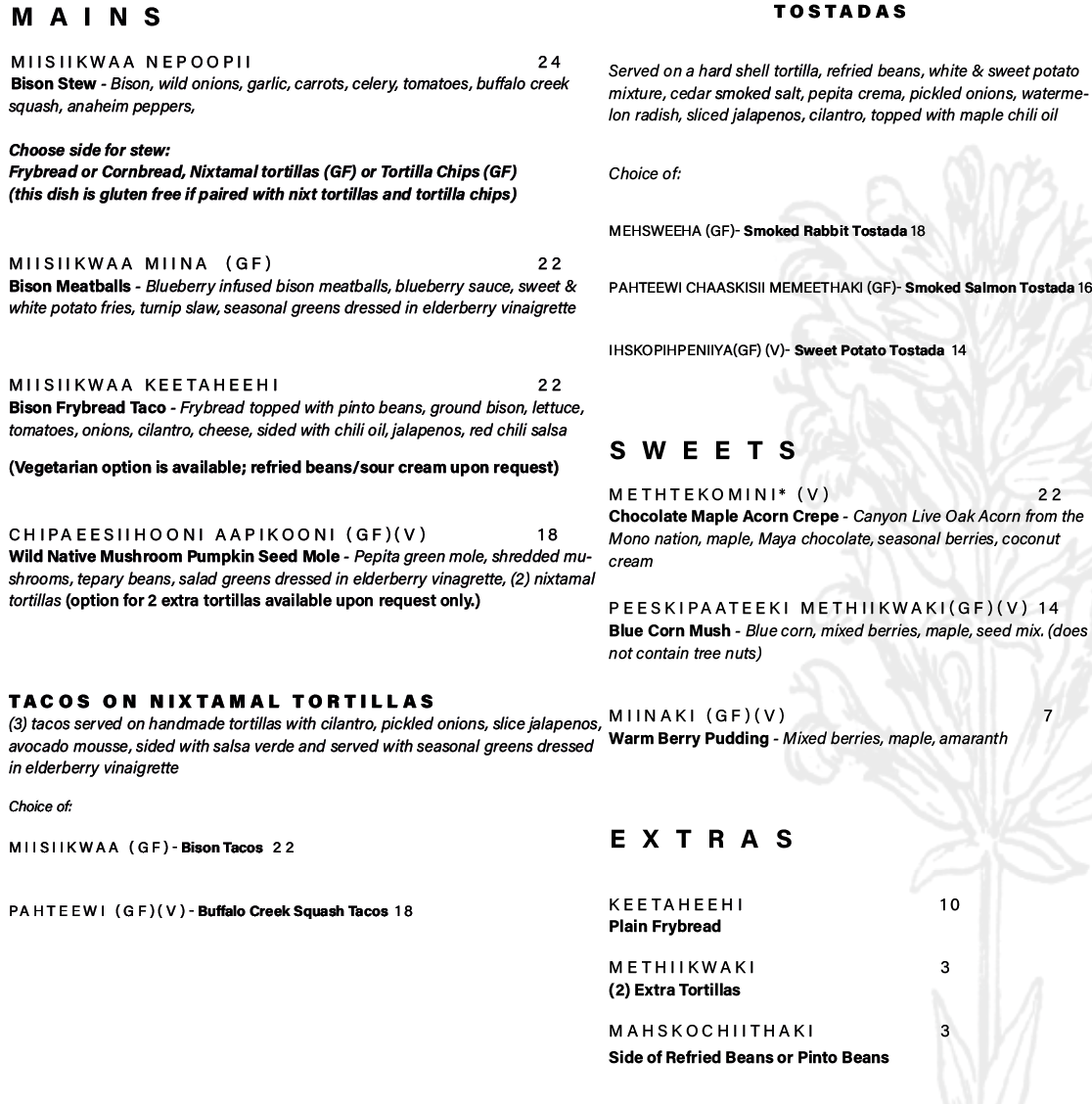 Menu — Wahpepah's Kitchen