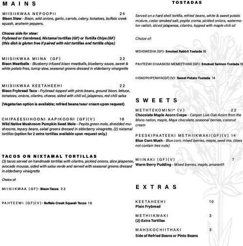 Menu — Wahpepah's Kitchen