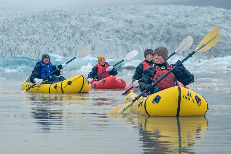 Glacier ice lagoon kayaking tour in Skaftafell, Iceland | Glacier and ...