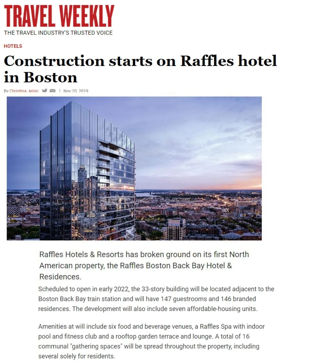 Raffles Boston Back Bay Hotel & Residences — 44 a lifestyle public ...